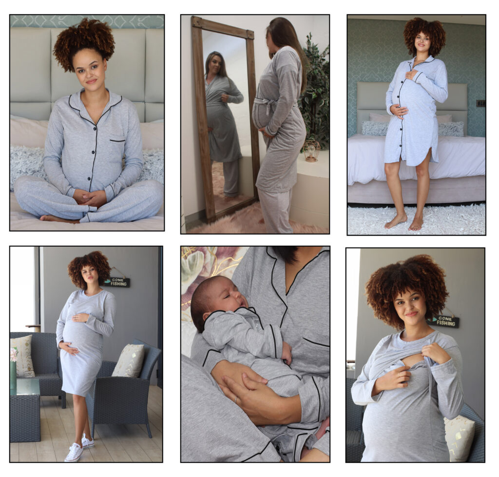 Hannah Grace Maternity Wear Hannah Grace Maternity Grey Hospital Ready Winter Set With Black